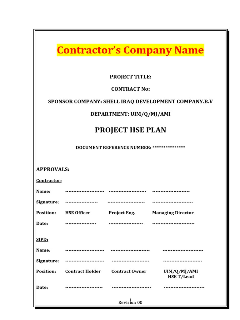 HSE Plan for Majnoon Project | PDF | Occupational Safety And Health ...