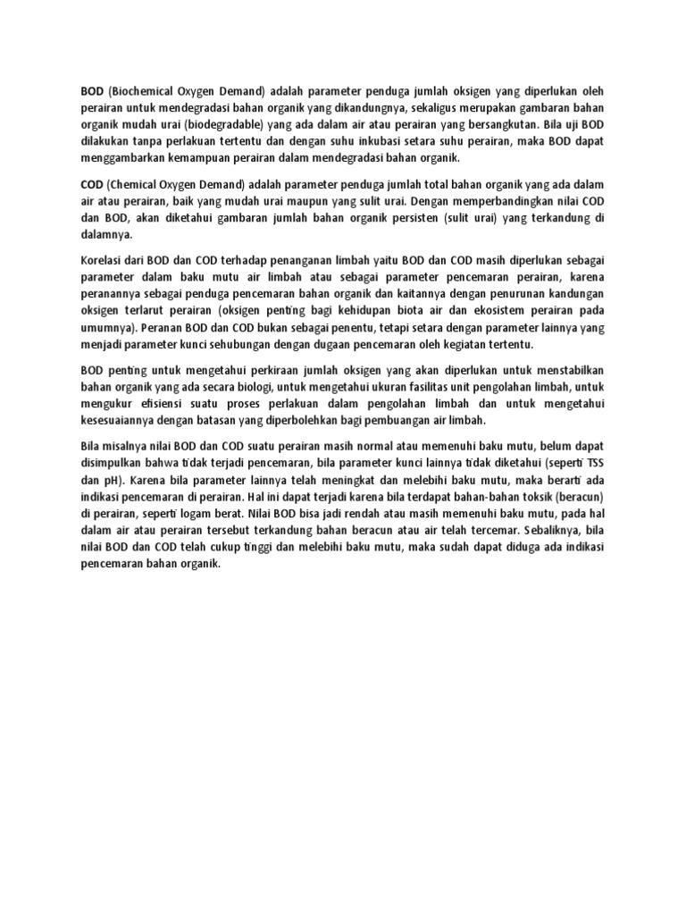 BOD Dan COD Limbah | PDF