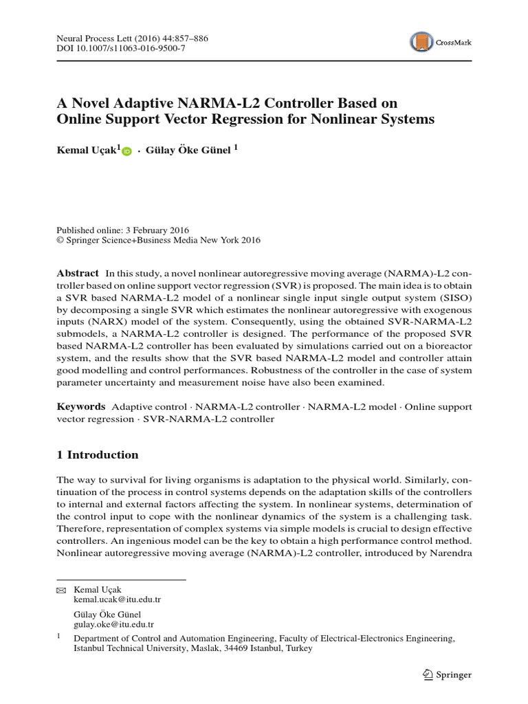 A Novel Adaptive NARMA L2 Controller | PDF | Control Theory | Mathematical Optimization