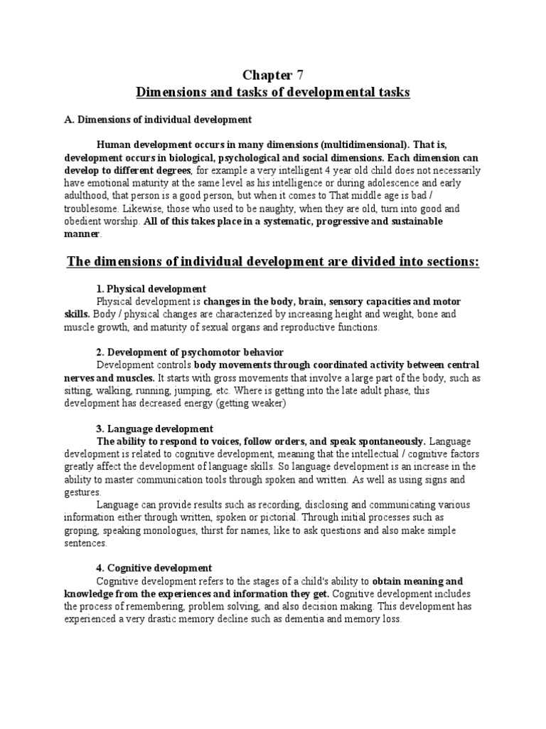 Dimensions and Tasks of Developmental Tasks | Download Free PDF ...
