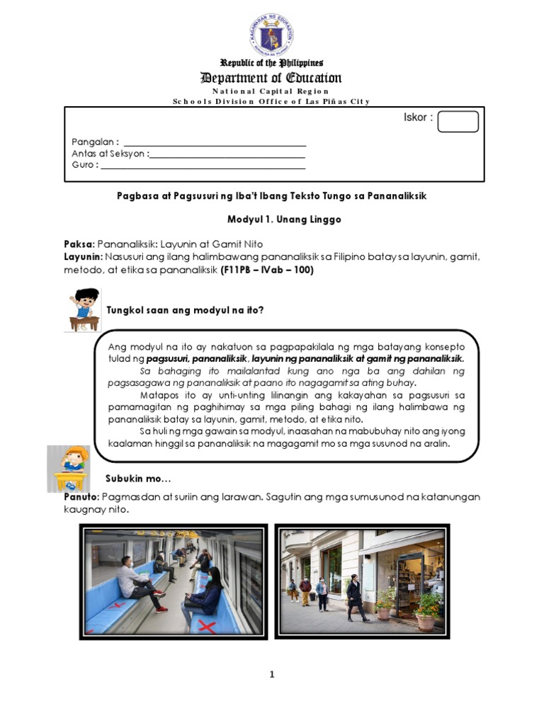 Q4 ADM G11 WK 1 4 Pagbasa at Pagsusuri 32pages | PDF