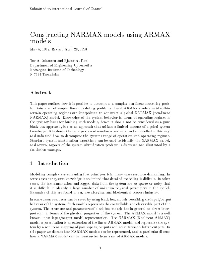 NARMAX Modeling for Engineers | PDF | Nonlinear System | Interpolation