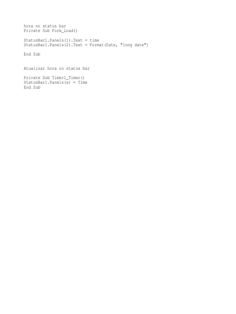 Update Time in Status Bar Code | PDF | Computers