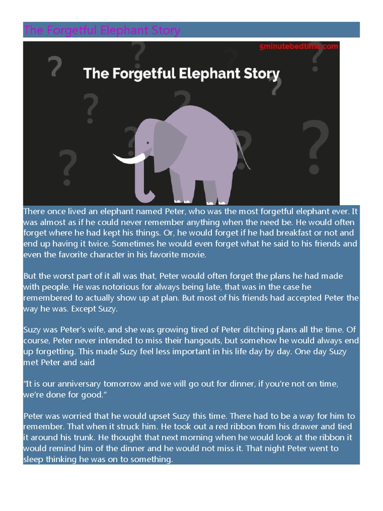 The Forgetful Elephant Story | PDF