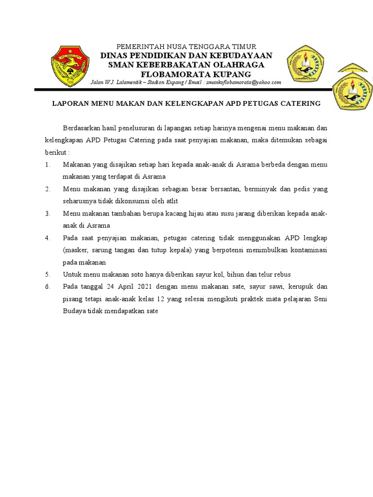 Laporan Menu Makan | PDF