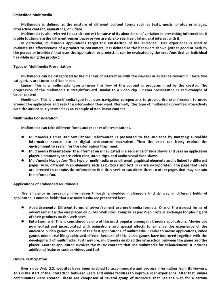 Embedded Multimedia Group 5 | PDF | Multimedia | Websites