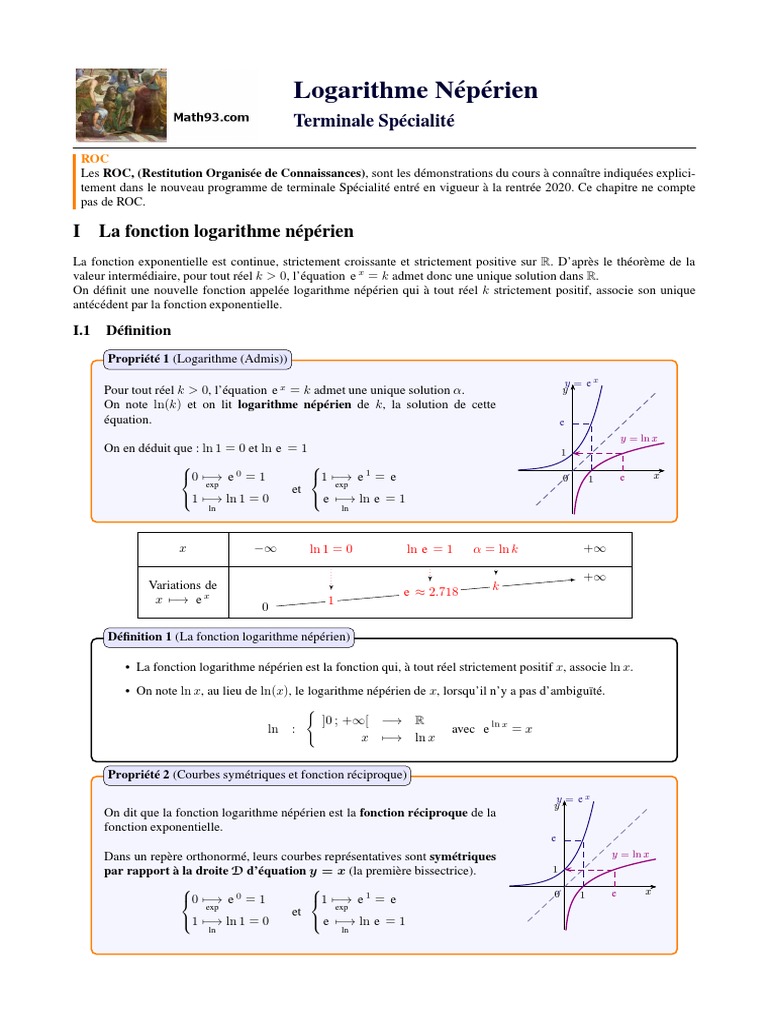Tle Specialite Logarithme | PDF | Fonction exponentielle | Logarithme