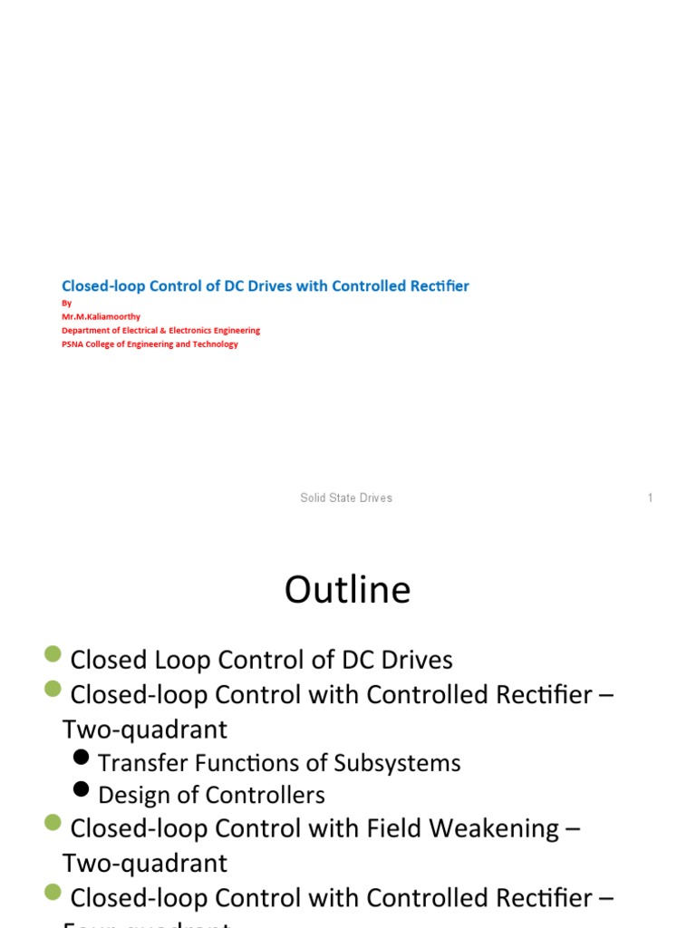 Closed-Loop Control of DC Drives with Cascade Control Structure and ...
