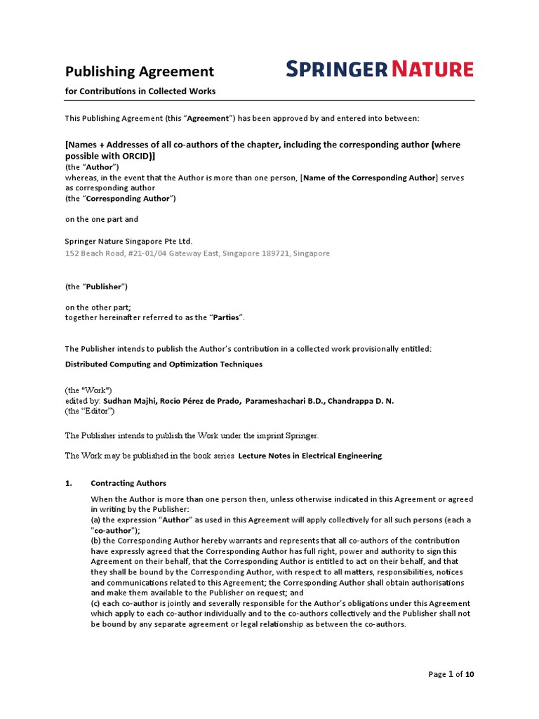 Copyright Transfer Agreement Form - Springer | PDF | Breach Of Contract ...