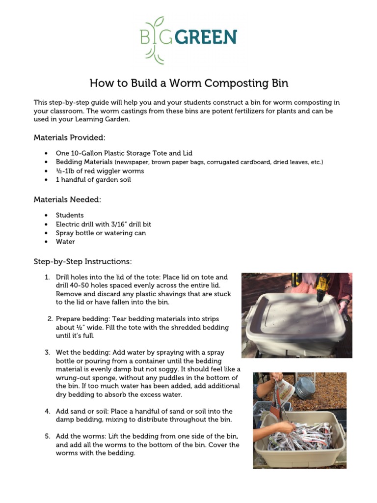 BG Worm Bin Construction Instructions | PDF | Compost | Horticulture ...