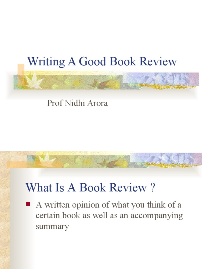 Writing A Good Book Review | PDF | Paragraph | Books