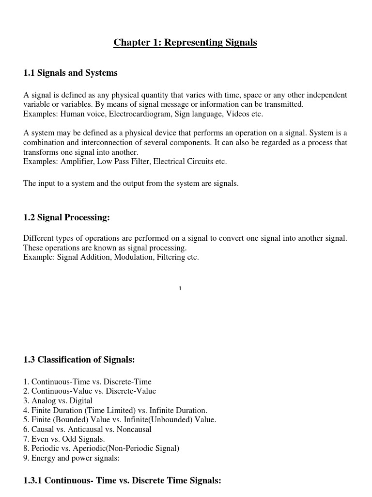 Chapter 1: Representing Signals | PDF