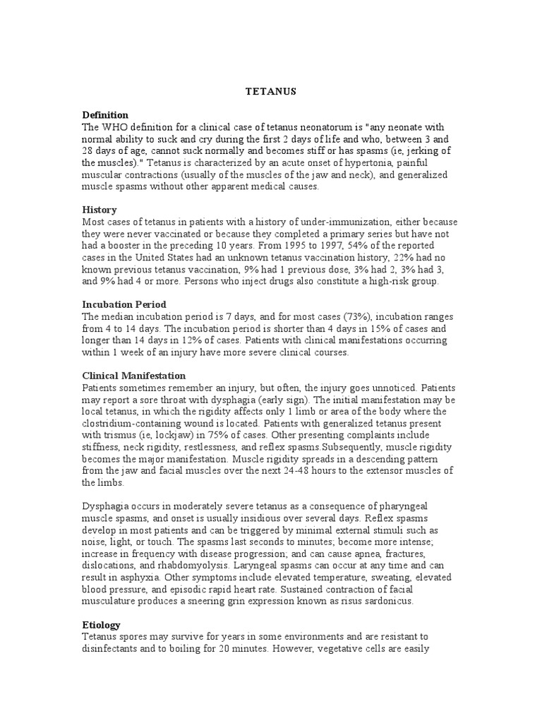 Tetanus: History | PDF | Rabies | Malaria