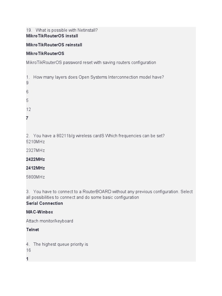 40 MTCNA Questions | PDF | Ip Address | Router (Computing)