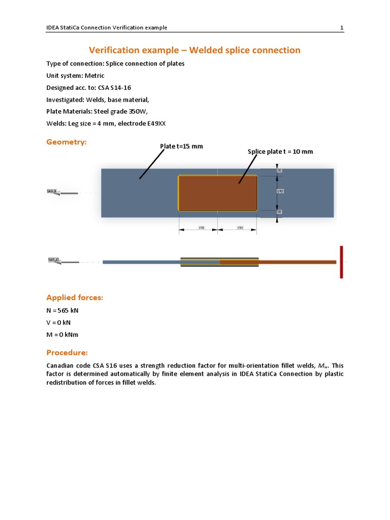 Verification Example - Welded Splice Connection: Geometry | PDF