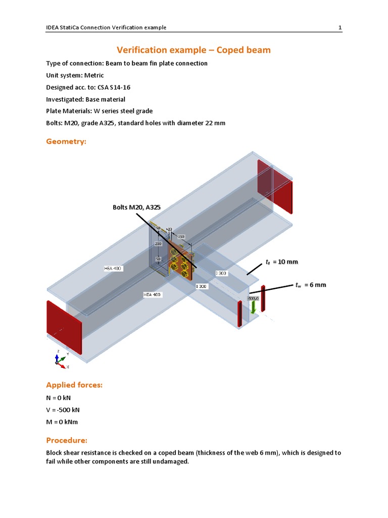 Verification Example - Coped Beam: Geometry | PDF | Strength Of ...