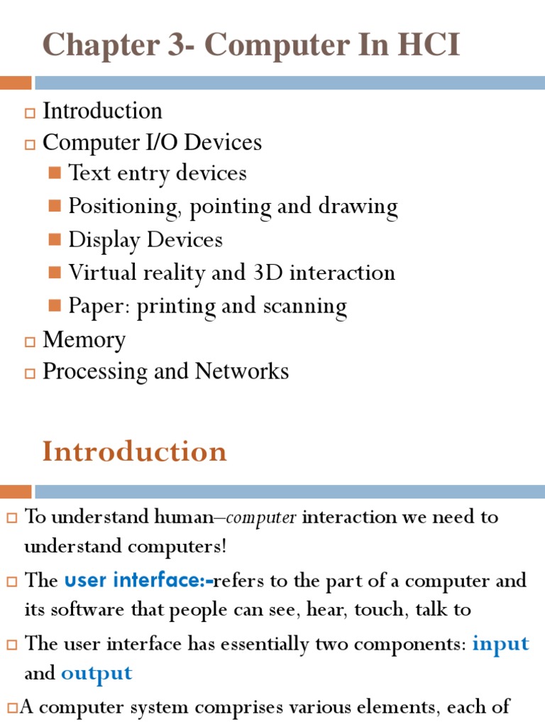 HCI - Chapter 3 - Computer in HCI | PDF | Computer Keyboard | Computer Data Storage