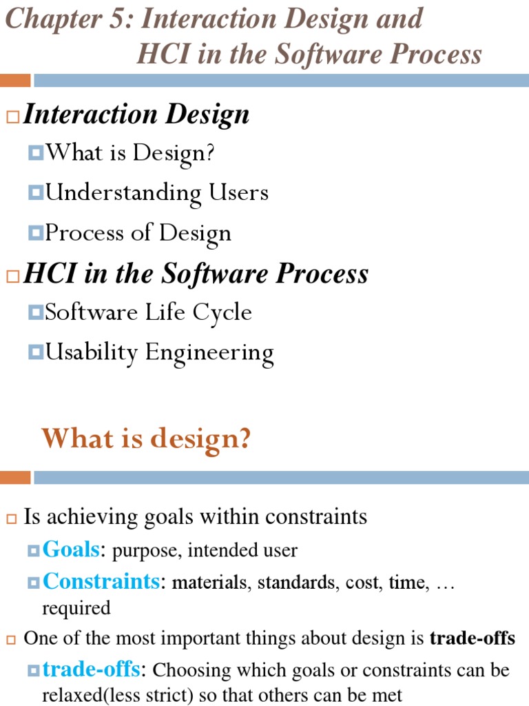HCI - Chapter 5 - Interaction Design and HCI in SW Process | PDF ...