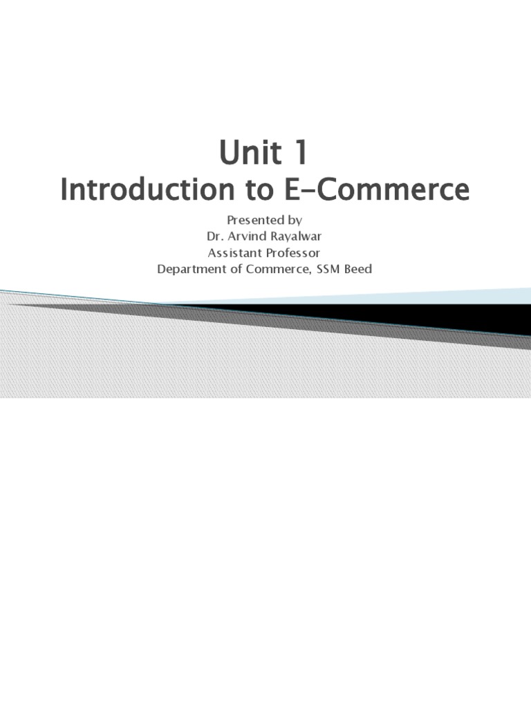 Unit 1 Intro To Ecommerce | PDF | E Commerce | Service Industries