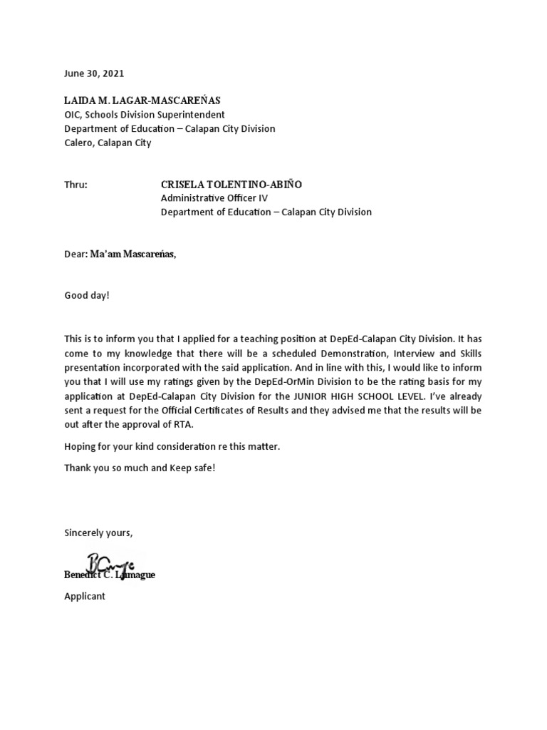 Mr. Lumague - Information Letter | PDF