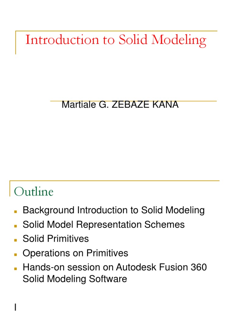 Introduction To Solid Modeling: Martiale G. ZEBAZE KANA | PDF | Geometry | Computer Science