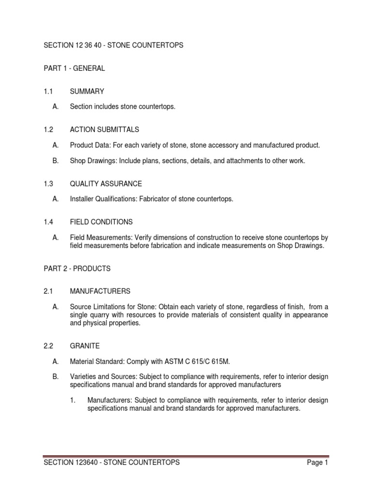 SF - Stone Countertops | PDF | Countertop | Specification (Technical ...