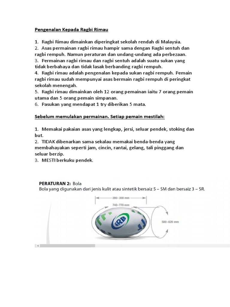 Pengenalan Kepada Ragbi Rimau | PDF