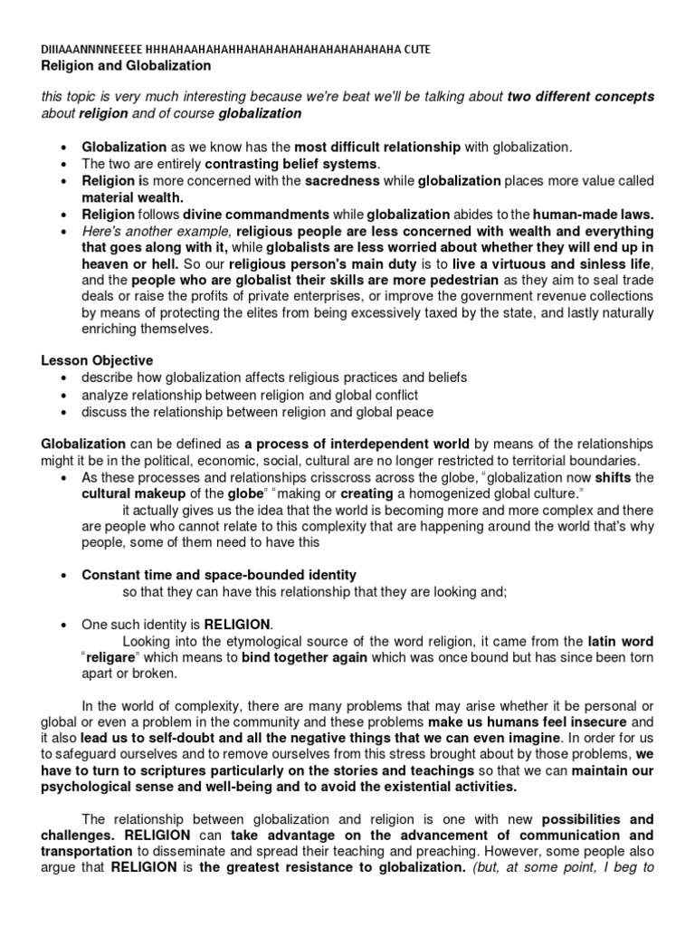 Religion and Globalization | PDF | Organisation Of Islamic Cooperation ...