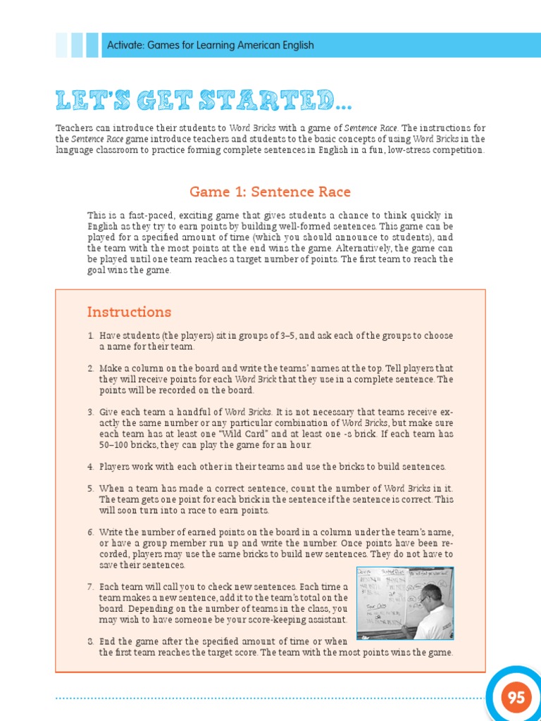 Let'S Get Started... : Game 1: Sentence Race | PDF | Communication ...