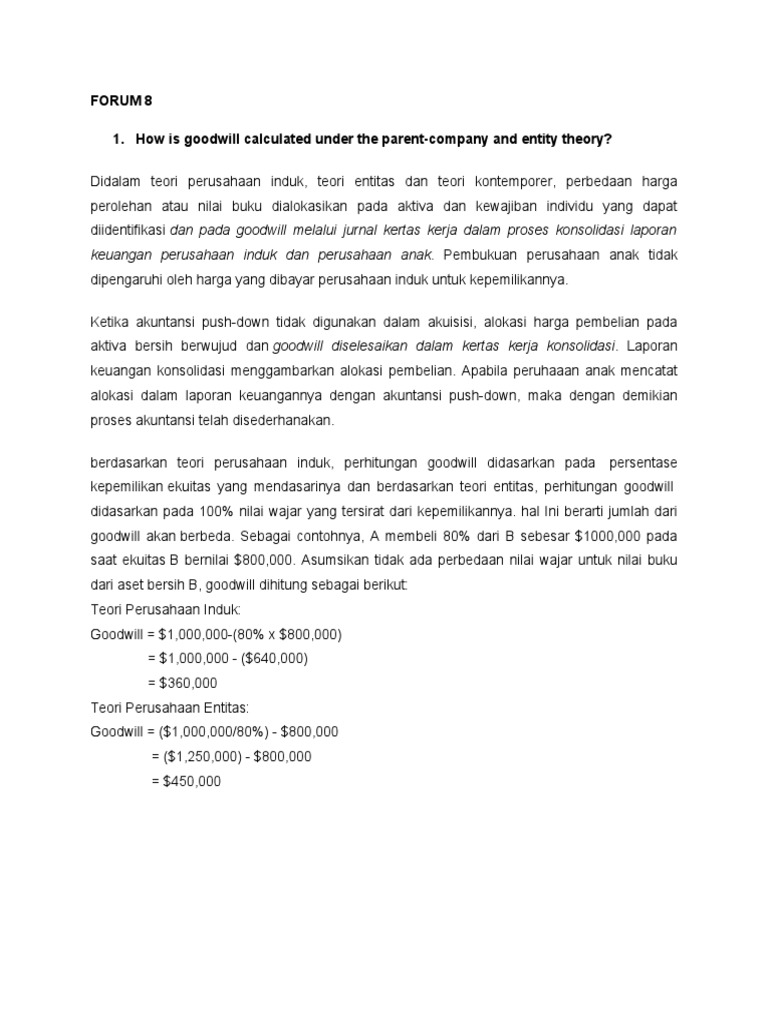 Perhitungan Goodwill dalam Akuntansi | PDF | Pengelolaan Keuangan & Uang