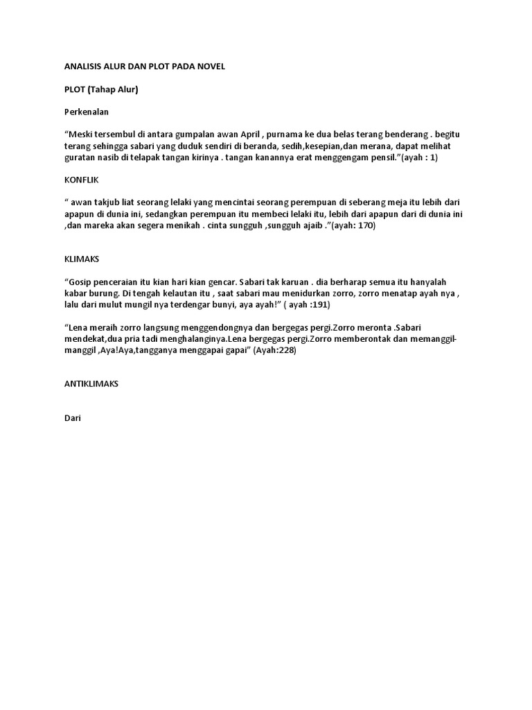 Analisis Alur Dan Plot Pada Novel | PDF | Puisi