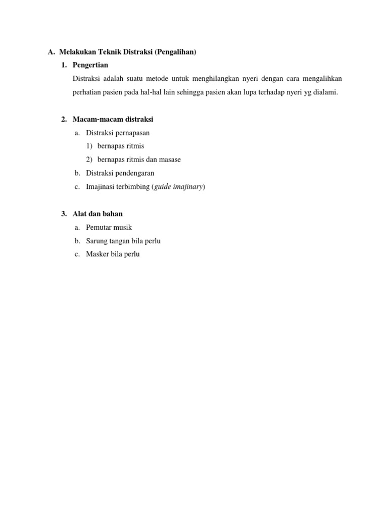 Melakukan Teknik Distraksi | PDF