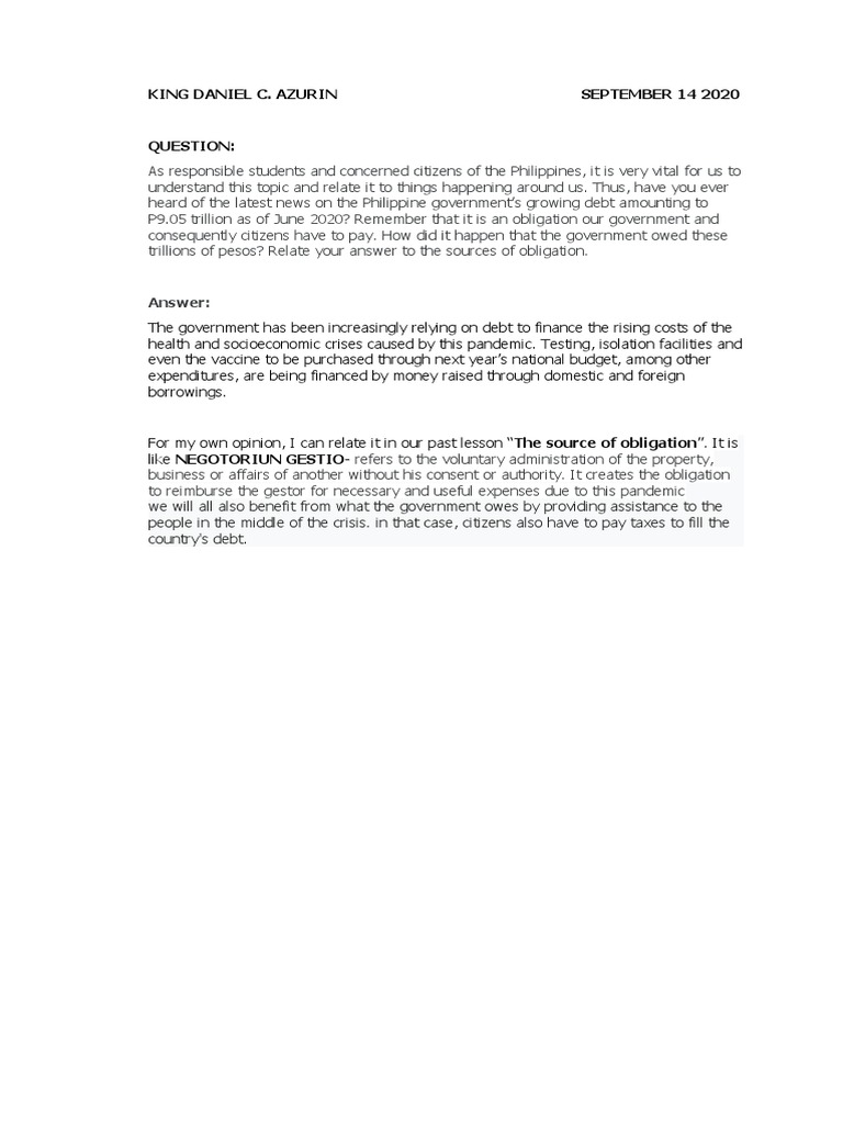 King Daniel C Azurin September 14 2020 | PDF | Social Science