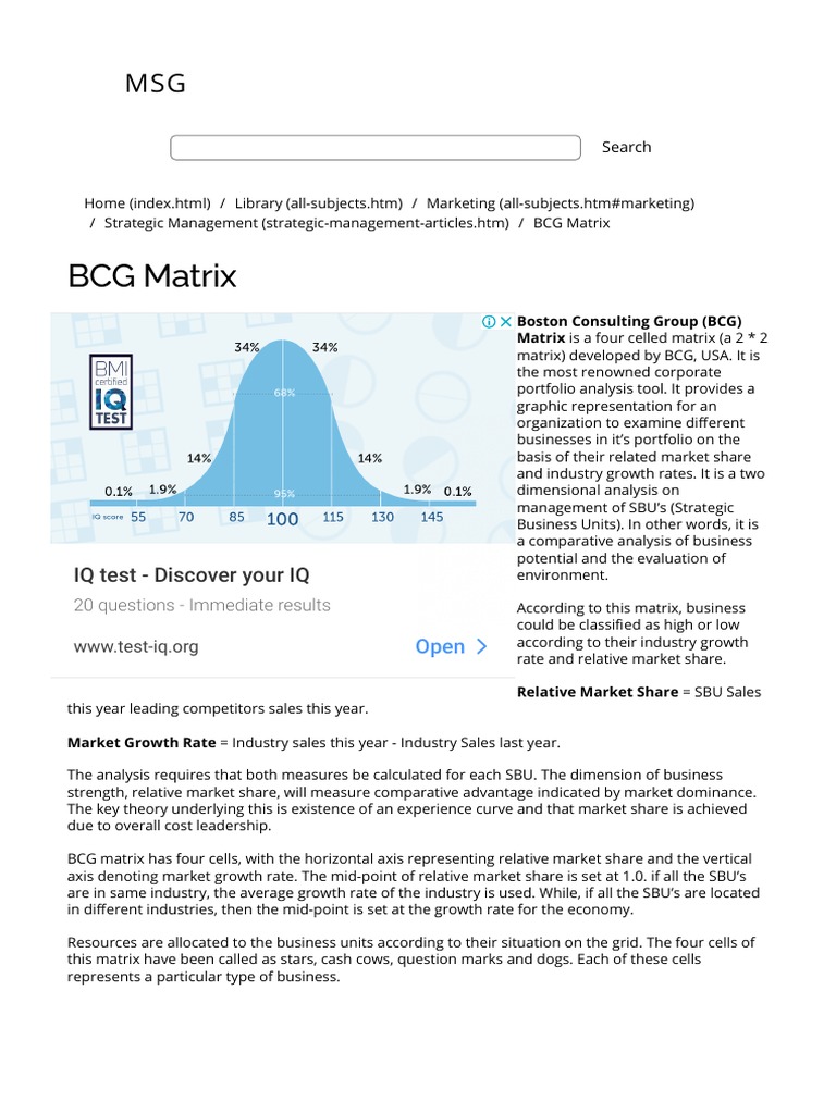 BCG Matrix - Meaning and Its Limitations | PDF | Swot Analysis ...