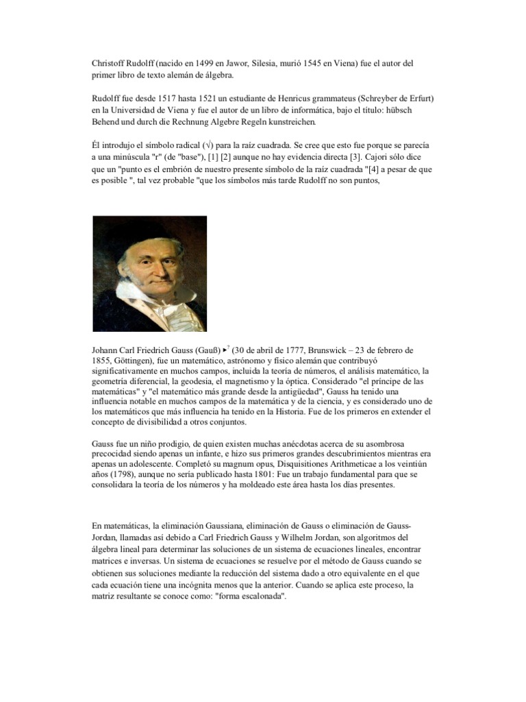 Christoff Rudolff | PDF | Álgebra | Enseñanza de matemática