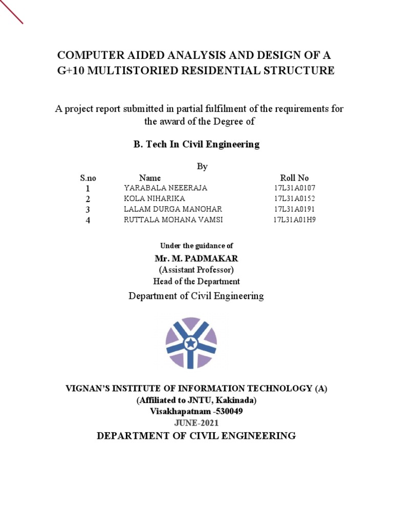 Computer Aided Analysis and Design of A G+10 Multistoried Residential Structure | PDF ...