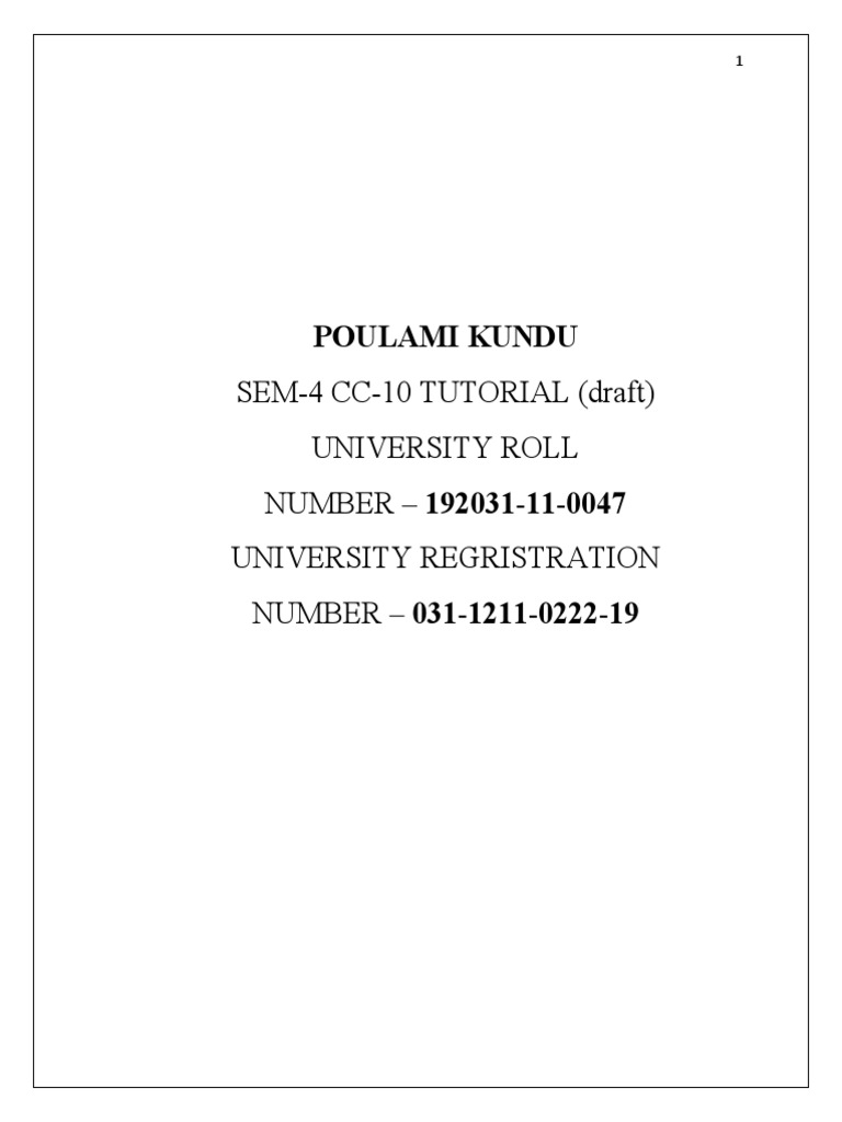 Poulami Kundu Cc10 Draft | PDF | General Fiction