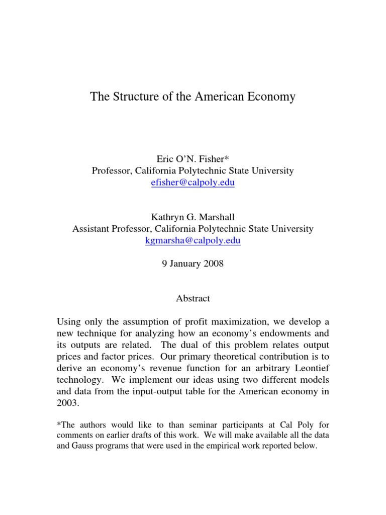 The Structure of The American Economy: Efisher@calpoly - Edu | PDF ...