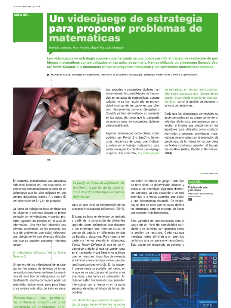 Un Videojuego de Estrategia para Proponer Problemas de Matematicas ...