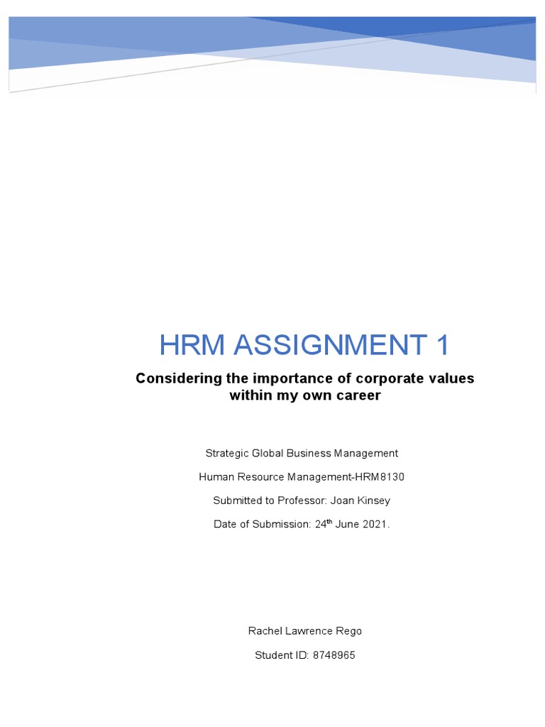 HRM Assignment 1 | PDF | Human Resource Management | Corporate Social ...