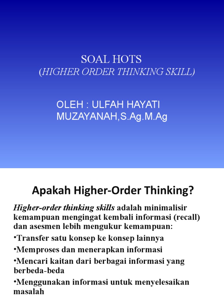 Contoh Soal HOTS dan Karakteristiknya | PDF | Karier & Perkembangan