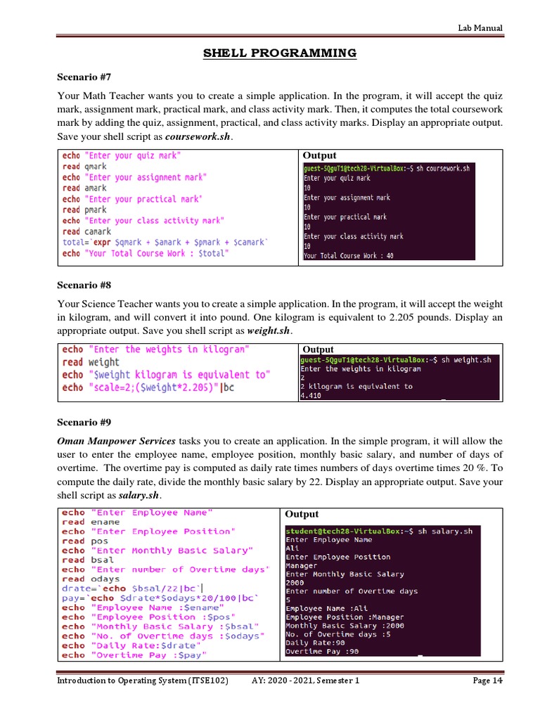 Lab Manual Answers Part 2 - Shell Programming | Download Free PDF ...
