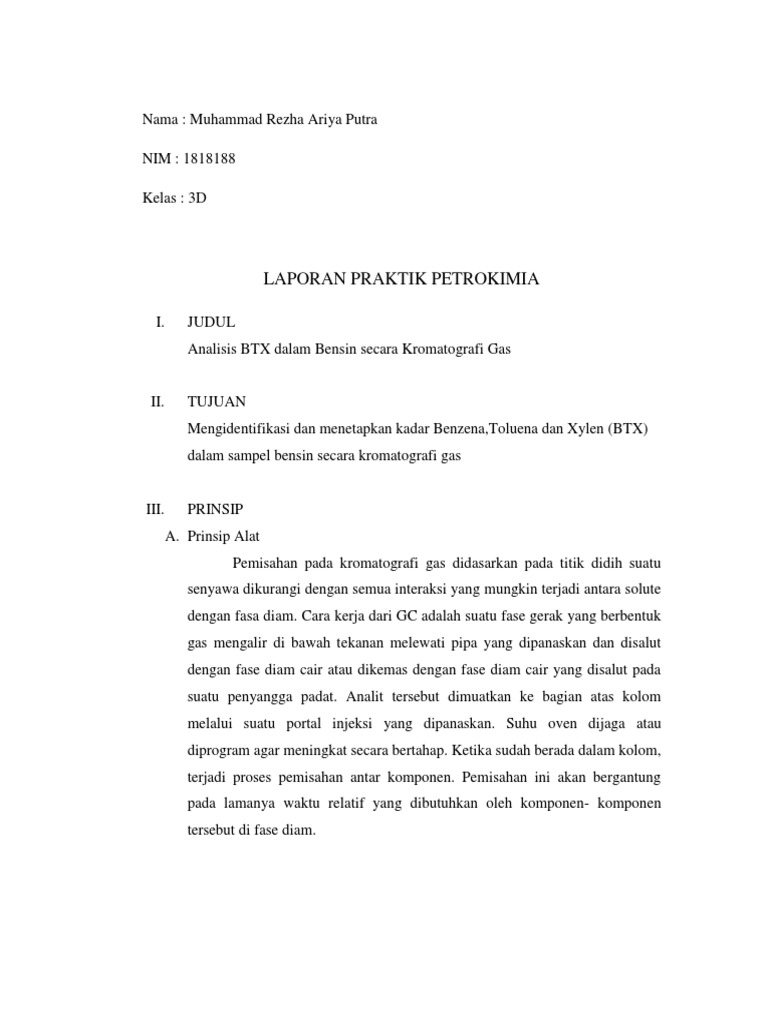 Muhammad Rezha Ariya Putra - 3D - Analisis BTX Dalam Bensin Secara GC | PDF