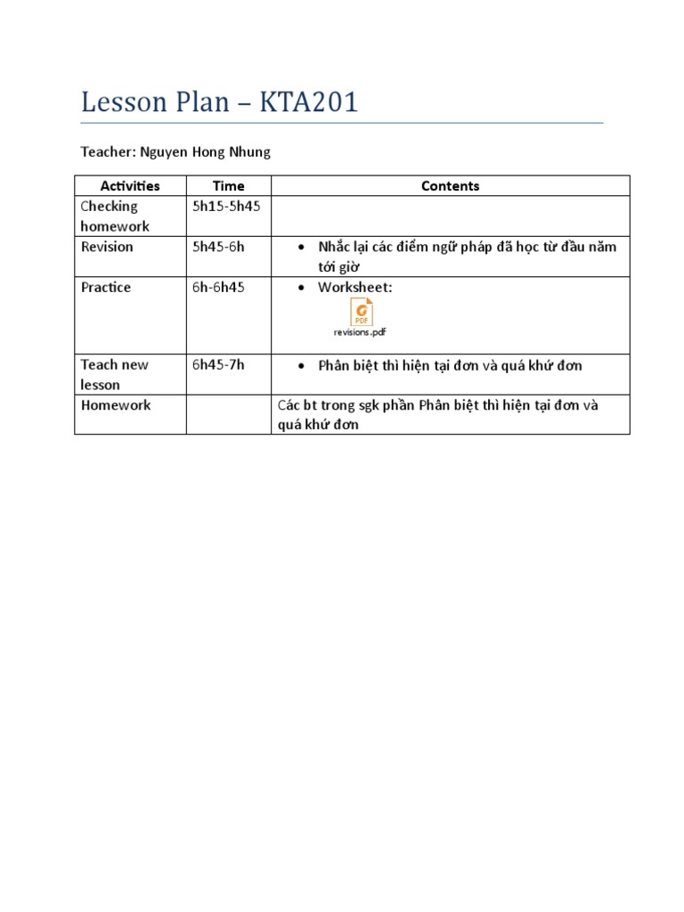 Lesson Plan - A2 | PDF