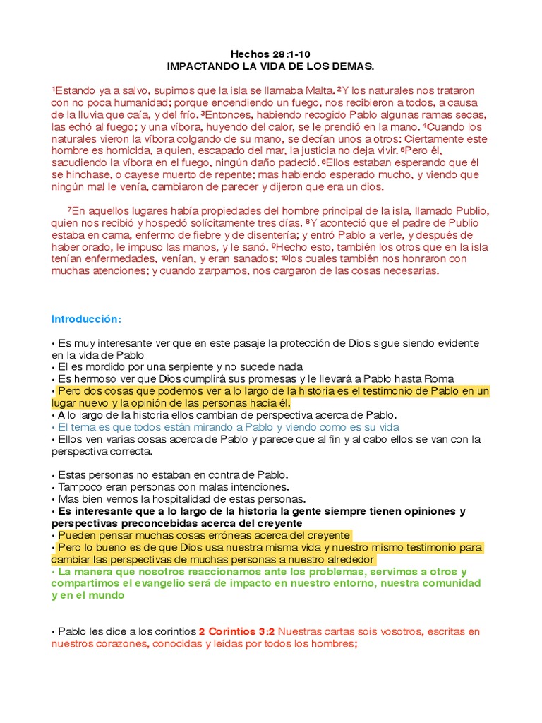 Hechos 28.1-10 | PDF | Bernabé | Pablo el apóstol
