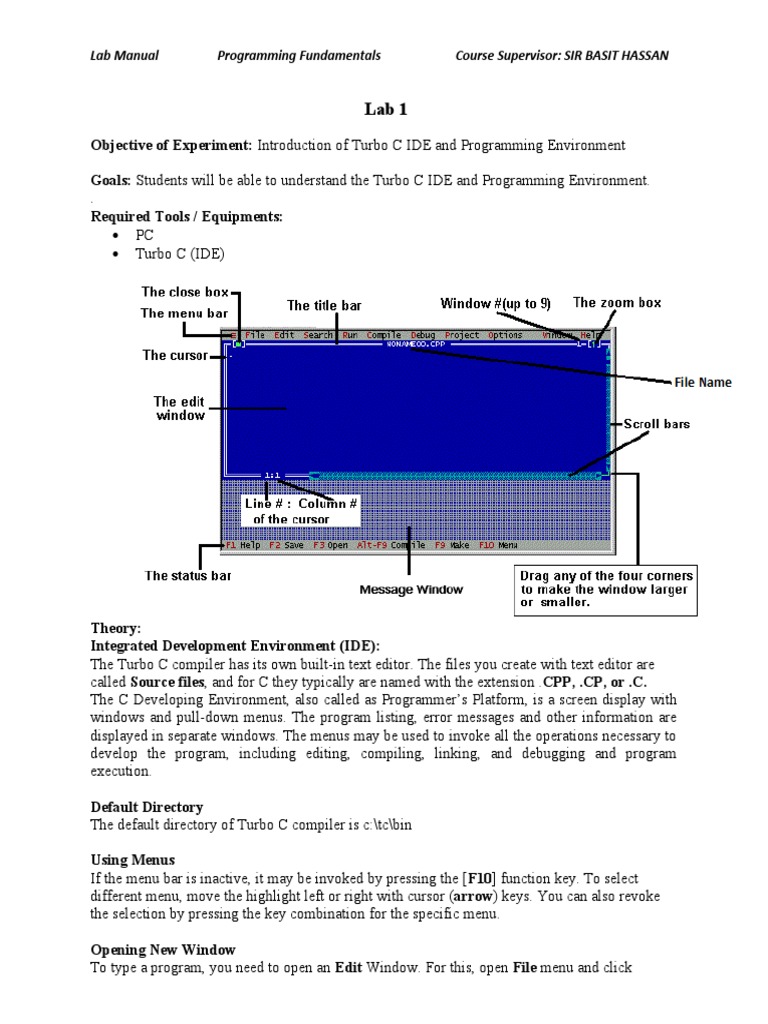 Lab Manual Programming Fundamentals Course Supervisor: SIR BASIT HASSAN ...