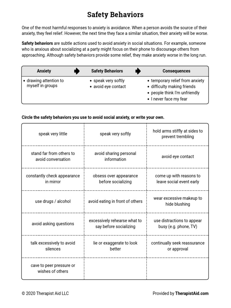 Social Anxiety - Safety Behaviors | PDF | Social Anxiety | Anxiety