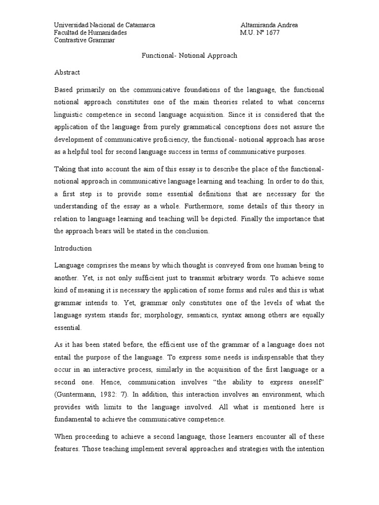 Understanding the Functional-Notional Approach | PDF | Language ...
