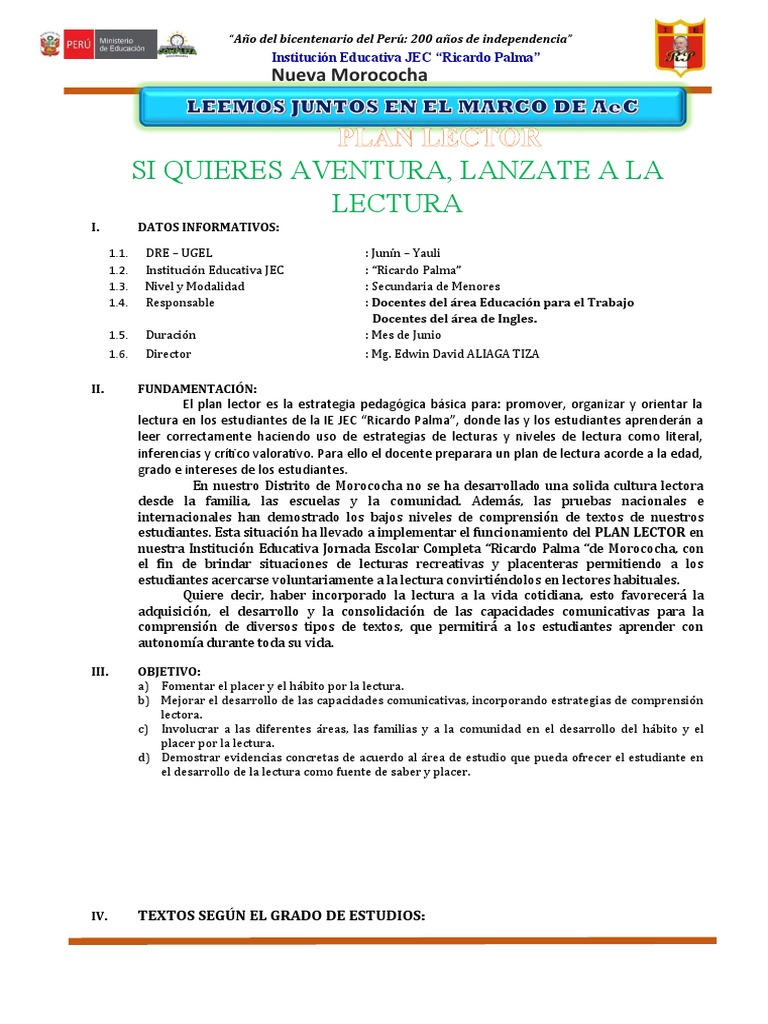 Plan Lector Mes Junio-Ept-Ingles-2021 | PDF | Un villancico | Internet