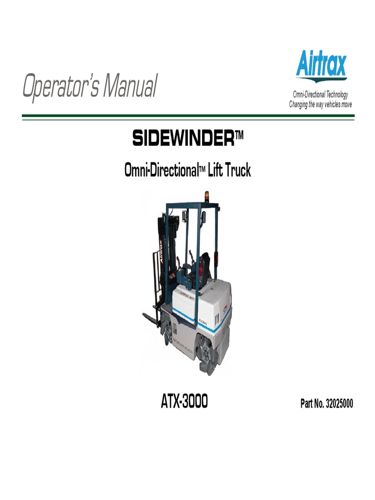 Airtrax Sidewinder - Operator S Manual | PDF | Forklift | Elevator